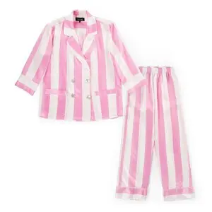 FAVETTE The In Me I Trust Silk Pajama Set In Pastel Pink - White