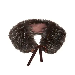 Saachi Faux Fur Tie Collar - Brown