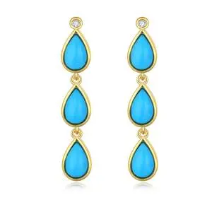 KAI FINE JEWELRY Solid Gold Turquoise And Diamond Drop Earrings - Blue/gold