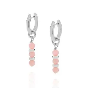 NELLOU JEWELLERY Sterling Silver Huggie Earrings With Pink Opal - Silver/pink