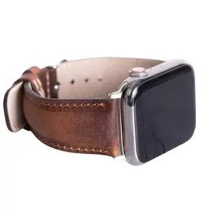 LEATHERE Classic Leather Apple Watch Strap Green/black/brown