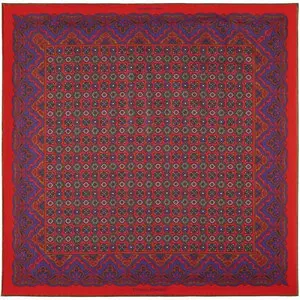OTWAY & ORFORD Red / Blue / White 'millefiori' Silk Pocket Square In Red, Blue, Green & Off-white. Full-size - Red/blue/white