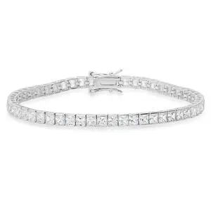 KYLIE HARPER Princess Cut Cz Tennis Bracelet - Silver