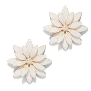 THE PINK REEF Azalea Floral Earrings White