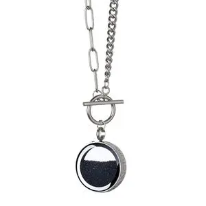 MY LITTLE NATURE Volcanic Sand Necklace With Toggle Clasp - Black/silver