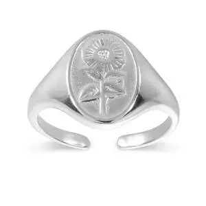 ELK & BLOOM Sterling Sunflower Signet Ring - Silver