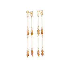 INARI JEWELLERY Bamboo Vine Dangle Earrings With Yellow Tourmaline - Brown