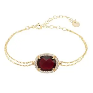 LATELITA Beatrice Oval Gemstone Bracelet - Red/gold/yellow