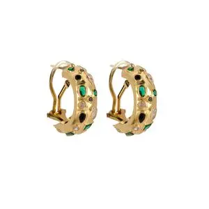 Bounkit Amaya Stone Hoop Earrings - Black/green