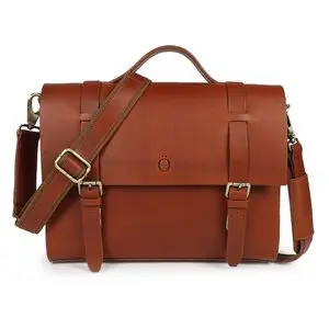 DÖTCH LEATHER Geoffrey Leather Messenger Laptop Bag - Brown