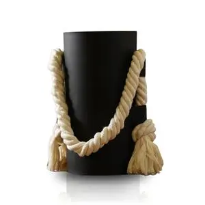 MARLETH Vase With Twisted Rope Handle Detail - Black