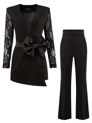 TIA DORRAINE Blazer With Flared Trousers - Black