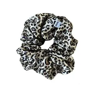 SYLKI Maxi Leopard Print Silk Scrunchie Black