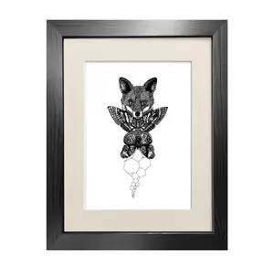 EMILY CARTER The Fox' Fine Art Print A5 - Black