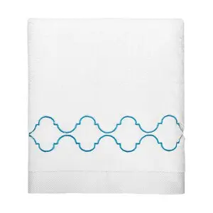 KM HOME COLLECTION Turquoise Catena Embroidery Bath Towel - White