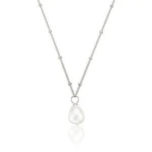LILY & ROO Large Pearl Satellite Necklace - Silver
