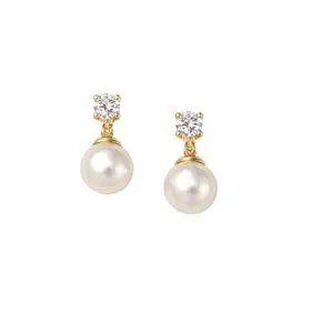 LILY FLO JEWELLERY Diamond And Pearl Drop Earrings - Gold
