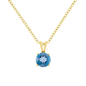AVIR NEW YORK Yellow Gold Topaz Pendant Necklace - Blue