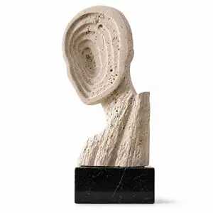 BELS & PEARL Handmade Travertine Silhouette Sculpture - White