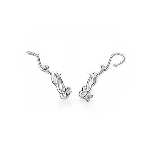 GOLD & HONEY Abstract Swirl Ear Climbers - Silver