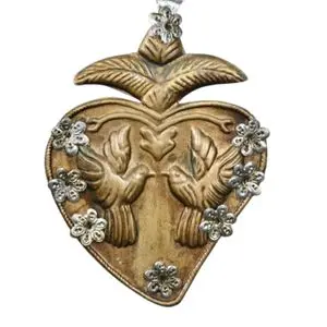 LILA RASA Ex-voto Heart " Dove Of Peace" X 2pcs - Gold