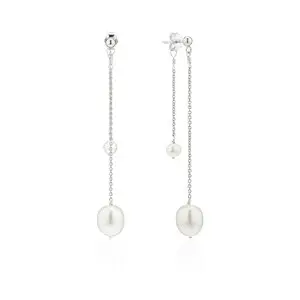 LILY & ROO Layered Pearl Drop Earrings - Silver