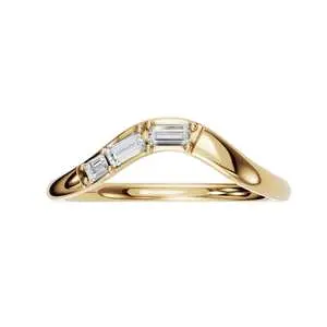 AYA FINE JEWELRY Minimalist Baguette Lab Diamond V Ring In 14k Gold - Yellow