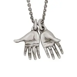 SNAKE BONES Hands Pendant Necklace - Silver
