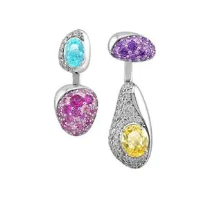 Arte Madrid Sierra Pavé Convertible Earrings - Blue/yellow