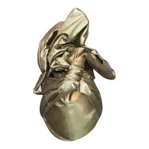ROMER MILLINERY Twisturban In Metallic Silk Shantung - Silver