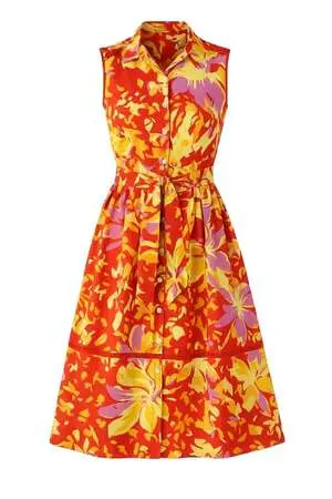 CONQUISTA Printed Cotton Poplin Shirt Dress