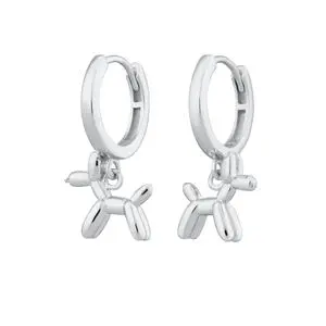 SCREAM PRETTY Balloon Dog Charm Hoop Earrings - Silver