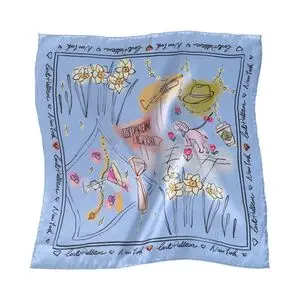 LOST PATTERN New York In Sketches Silk Pocket Square - Blue