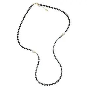 FARRA Pearls And Obsidian Multi-ways Necklace - Black