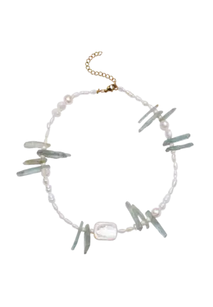 LAVANI JEWELS Elsea Aquamarine And Pearl Necklace - Blue/white