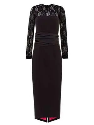 TIA DORRAINE Closer To Love Lace Top Midi Dress - Black