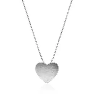 UNALOE Sterling Hammered Heart Pendant Necklace - Silver
