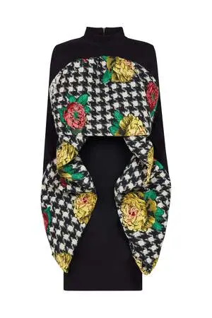 APRIL & ALEX Fitted Floral Print Dress - Black