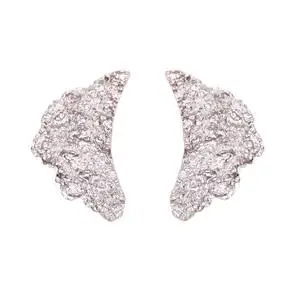 BELLATRICK Wing Moon Texture Rhodium-plated Earrings - Silver