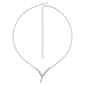 LUCY QUARTERMAINE Wishbone Diamond Drop Necklace - Silver