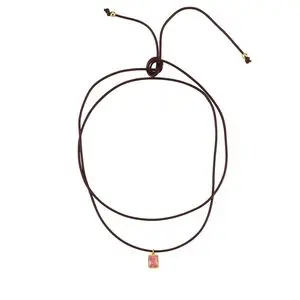 LINYA JEWELLERY Claret Leather Rope Crystal Stone Choker - Red