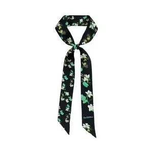 LOST PATTERN Beach Blossom Silk Skinny Scarf - Black Black