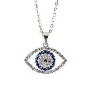 EBRU JEWELRY Evil Eye Sterling Silver Necklace - Silver/blue