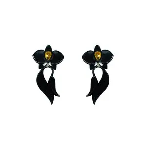 GISSA BICALHO Deco Orchid Acrylic Earrings - Black
