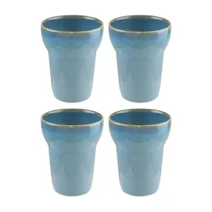 Turgla Home Sky Round Porcelain Mug Set Of Four - Blue