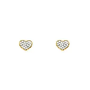 SOLIO JEWELLERY Heart Pavé Topaz 18k Gold Stud Earrings - Gold/yellow