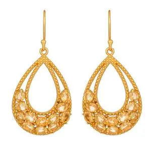 OPIUM JEWELS Teardrop Earrings With Citrines - Gold/yellow