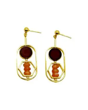 ARACHELI STUDIO Sunstone And Vintage German Glass Bead Earrings - Gold/yellow/brown