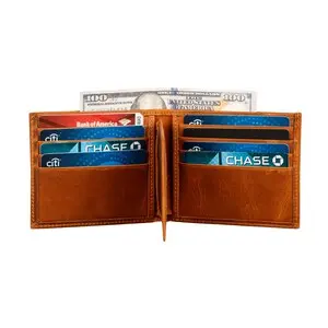 LEATHERE Classic Leather Bifold Wallet Light Los Angeles - Brown