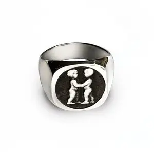 PERRY GARGANO Friendship Vintage Signet Ring - Silver